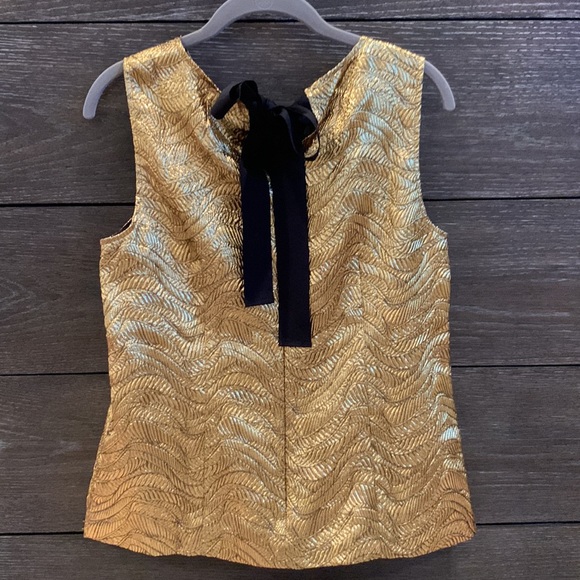 J. Crew | Tops | Beautiful Gold Jacquard Sleeveless Top Zip Back Wwide ...